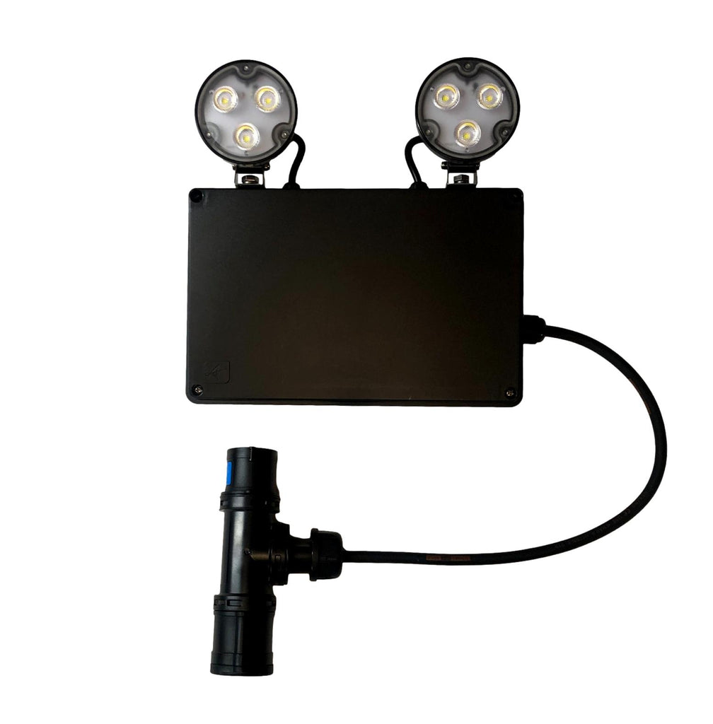 Plug-in emergency power failure twin spotlight 16A connectors – Tough Leads